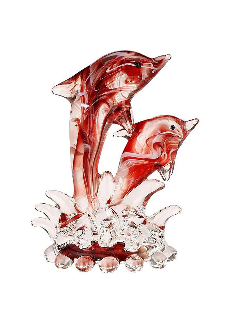 Buy online Somil Dolphin Fish Couple Showpiece, Colorful, Glass from ...