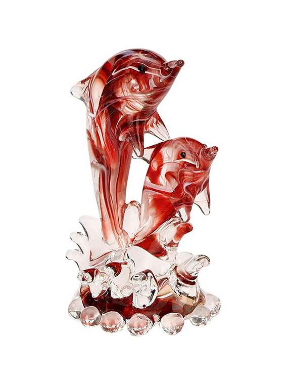 Buy online Somil Dolphin Fish Couple Showpiece, Colorful, Glass from ...