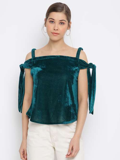 Buy online Women's Crop Shoulder Strap Top from western wear for Women ...