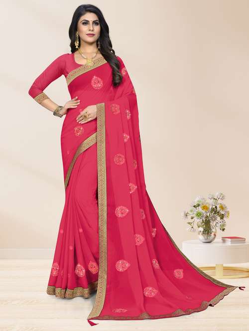 Buy online Women's Embroidered Saree With Blouse from ethnic wear for ...