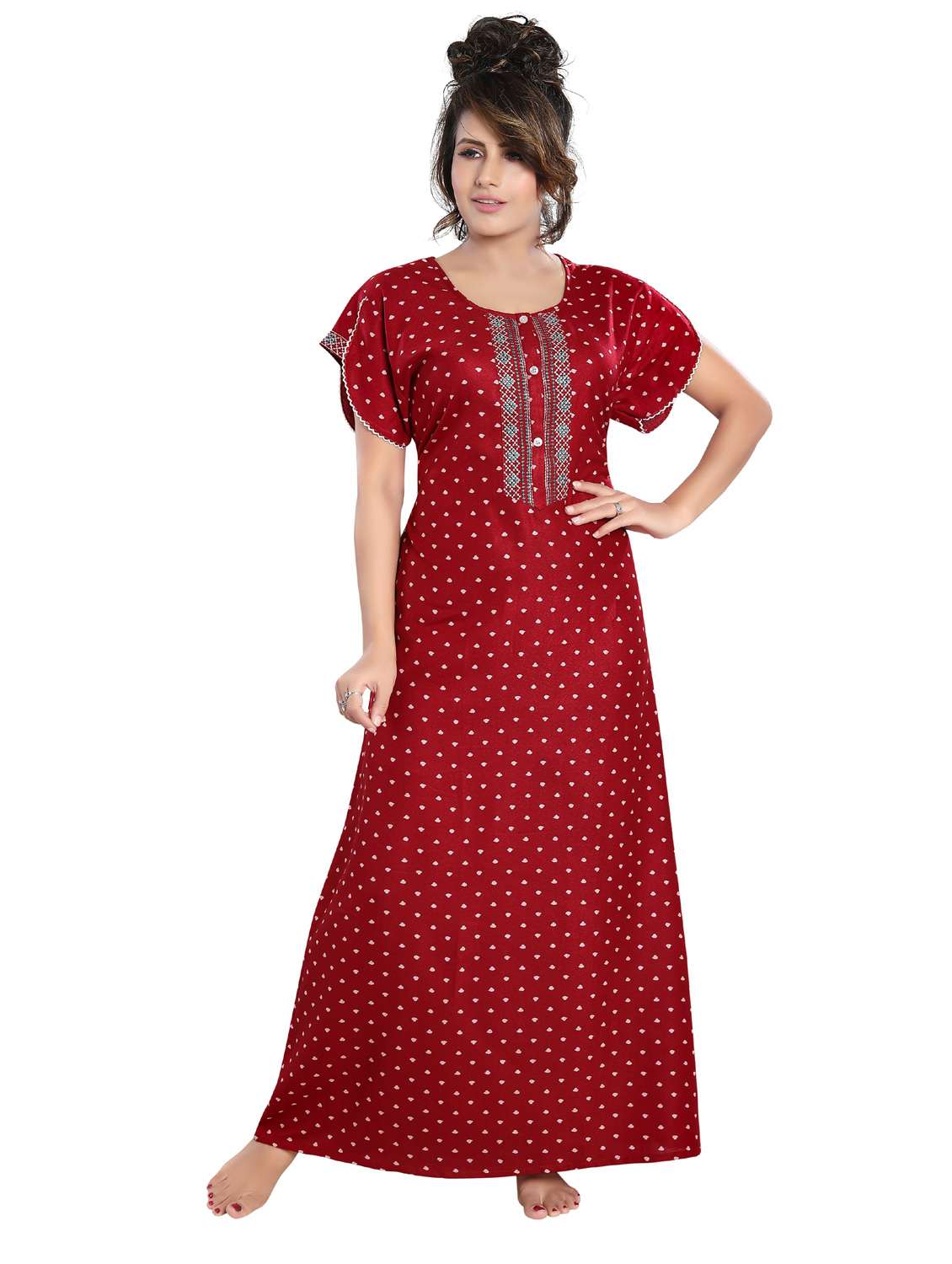Buy online Round Neck Printed Nighty from sleepwear for Women by Pearl ...