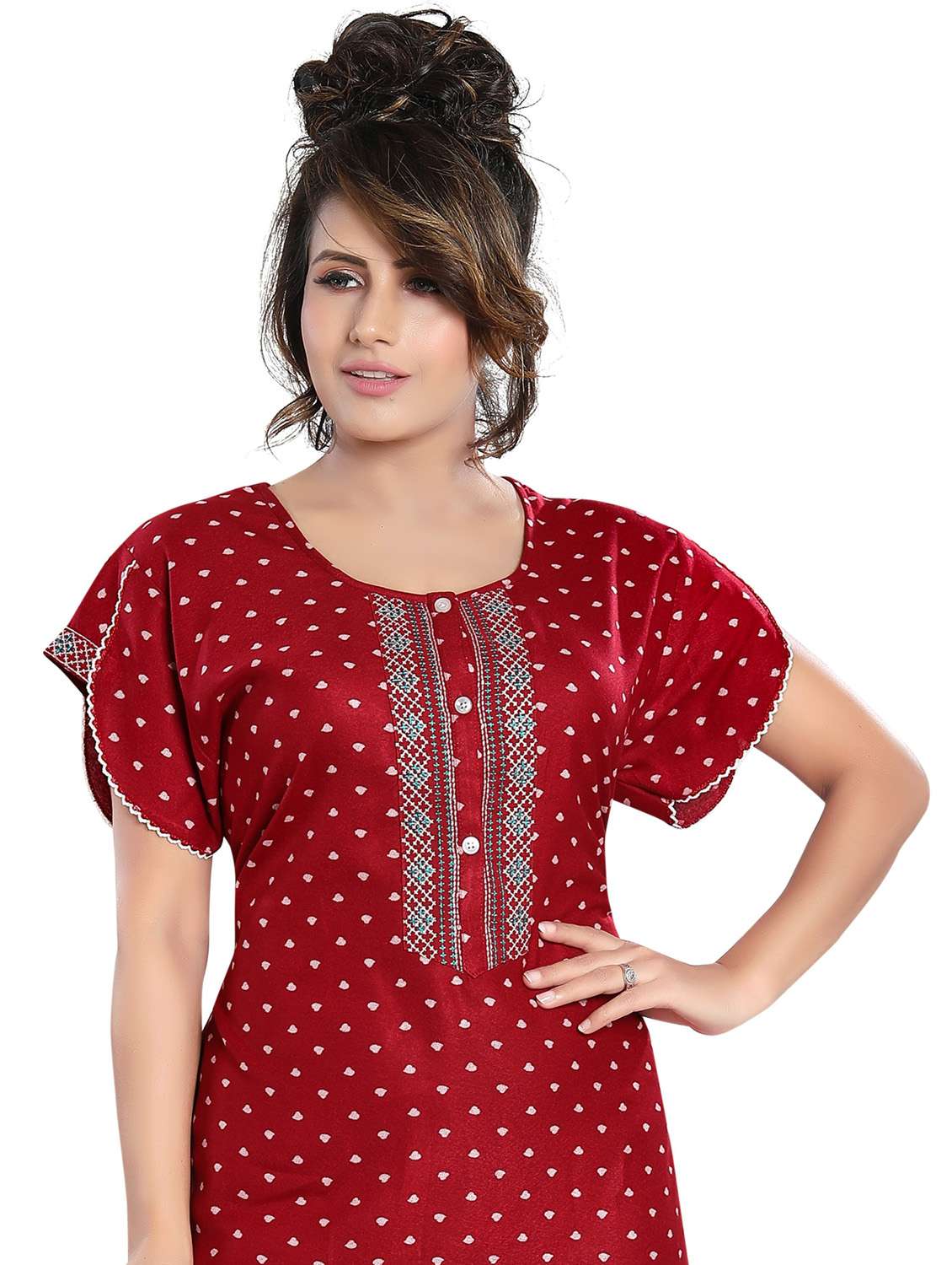 Buy online Round Neck Printed Nighty from sleepwear for Women by Pearl ...