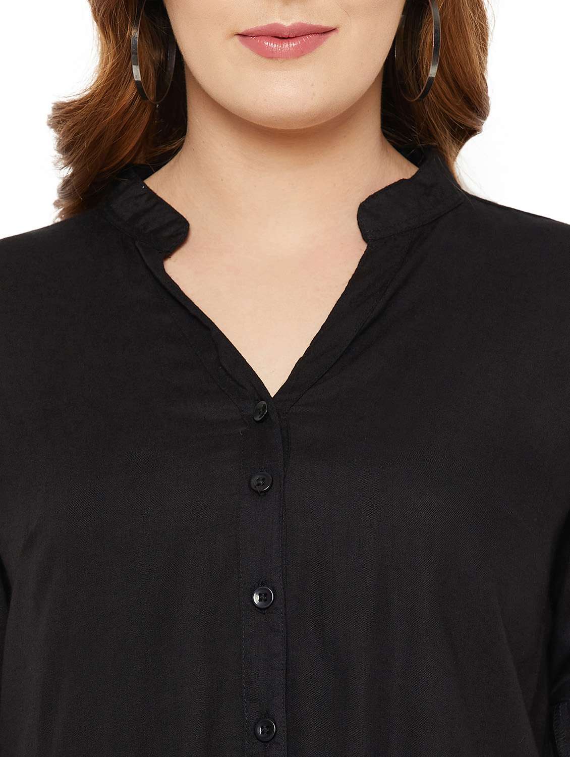 Buy online Mandarin Neck Solid High Low Shirt from western wear for ...