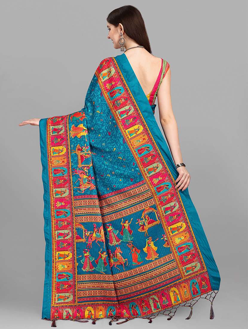 Buy online Kaantha Work Printed Saree With Blouse from ethnic wear for ...