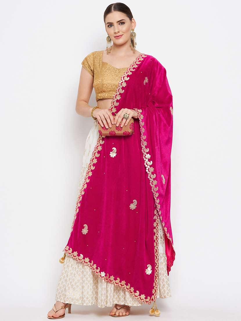 Buy online Gotta Patti Velvet Dupatta from dupattas and scarves for Women by Clora Creation for ...
