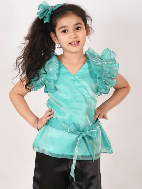 Buy online Girls Tie Front Solid Top from tops & tees for Women by Ranj ...