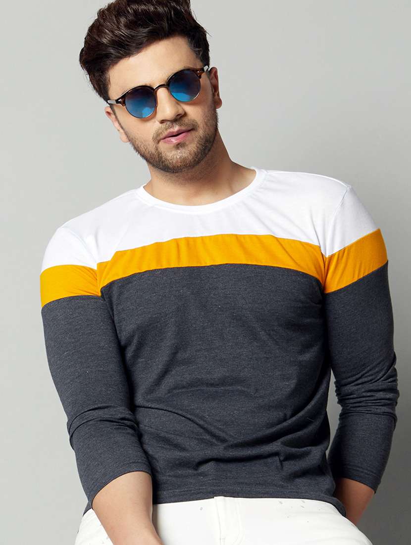 Buy online Round Neck Cut And Sew T-shirt from top wear for Men by Ausk ...