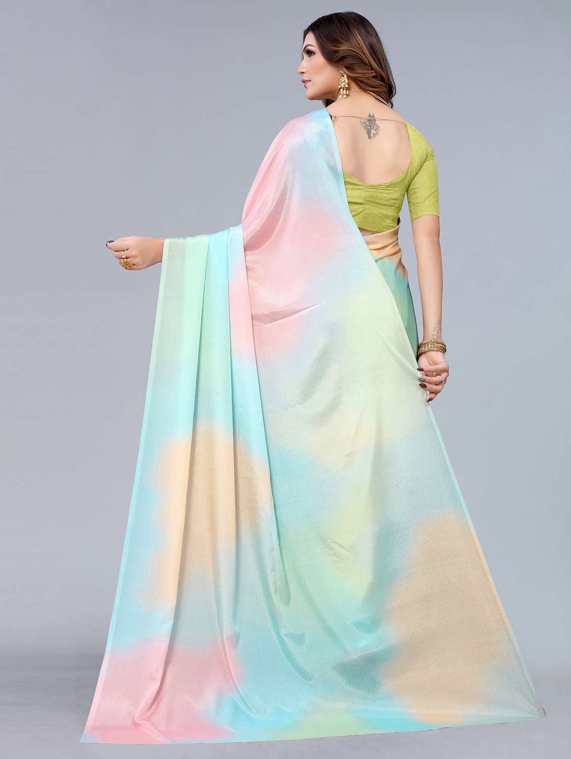 Buy online Women's Abstract Multi Colored Saree With Blouse from ethnic wear for Women by Trendy ...