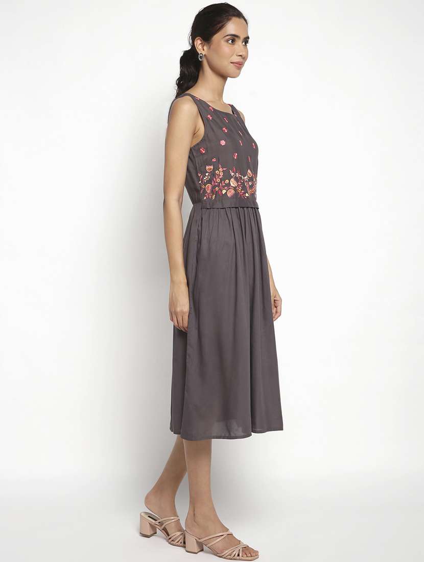 Buy online Embroidered Flared Fusion Dress from western wear for Women ...