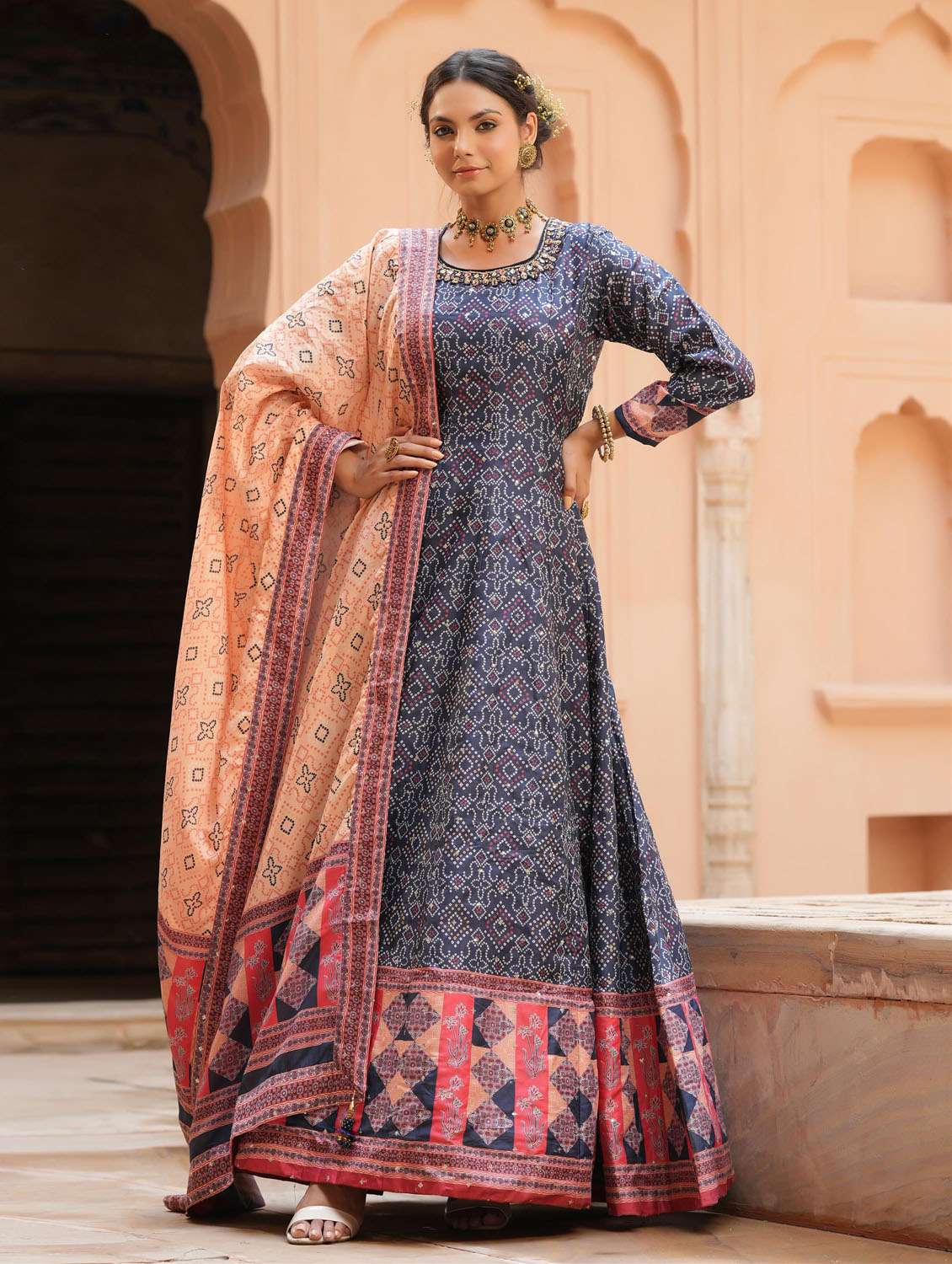 Buy online Bandhani Kurta Legging Set With Dupatta from ethnic wear for ...