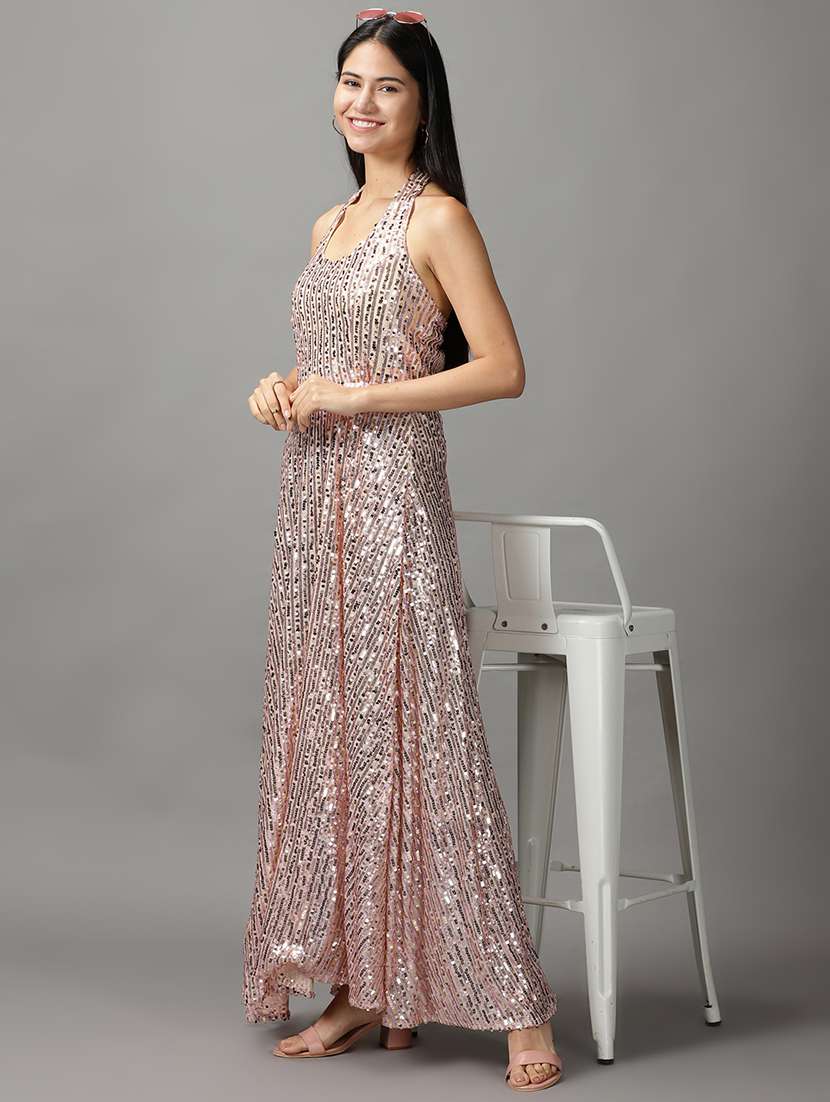 Buy online Pink Polyester Gown Dress from western wear for Women by ...