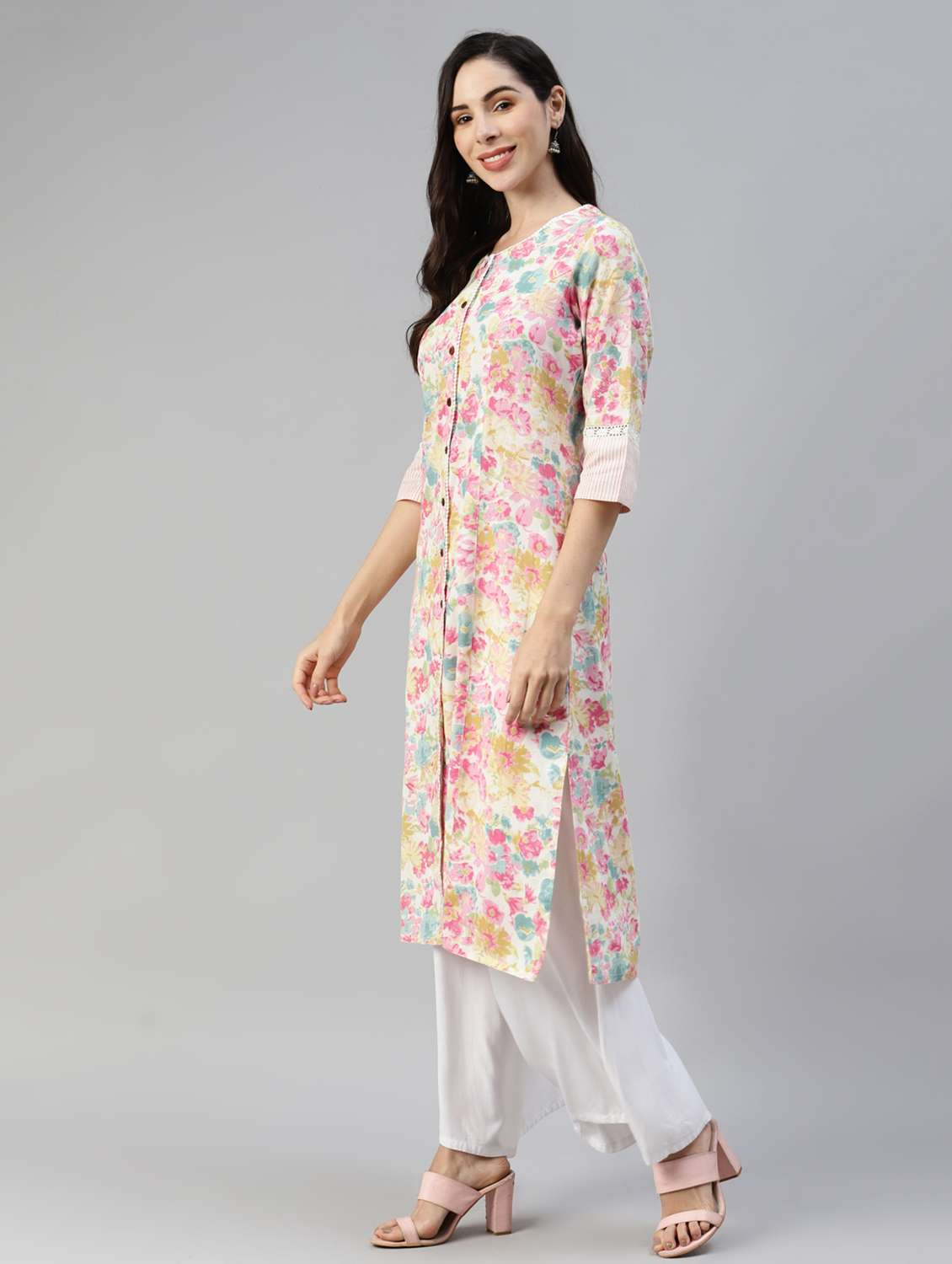 Buy online Multi Colored Cotton Aline Kurta from Kurta Kurtis for Women ...