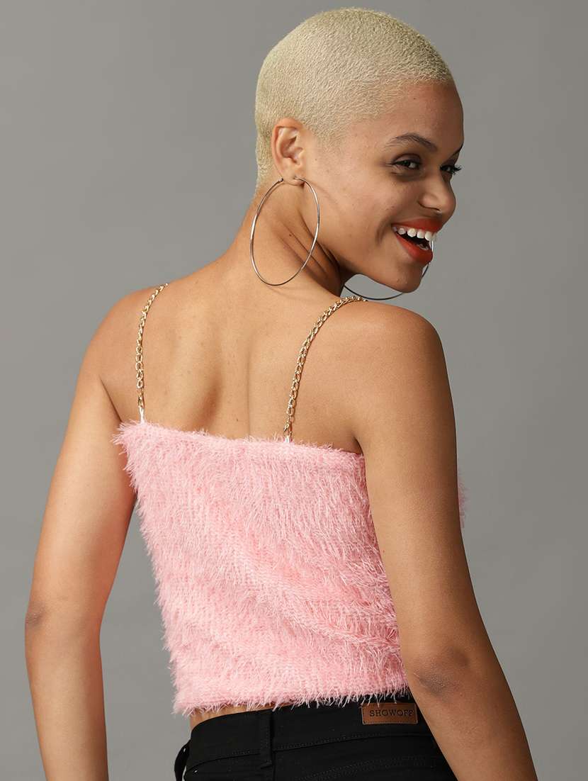 Buy online Pink Wool Crop Top from western wear for Women by Showoff ...