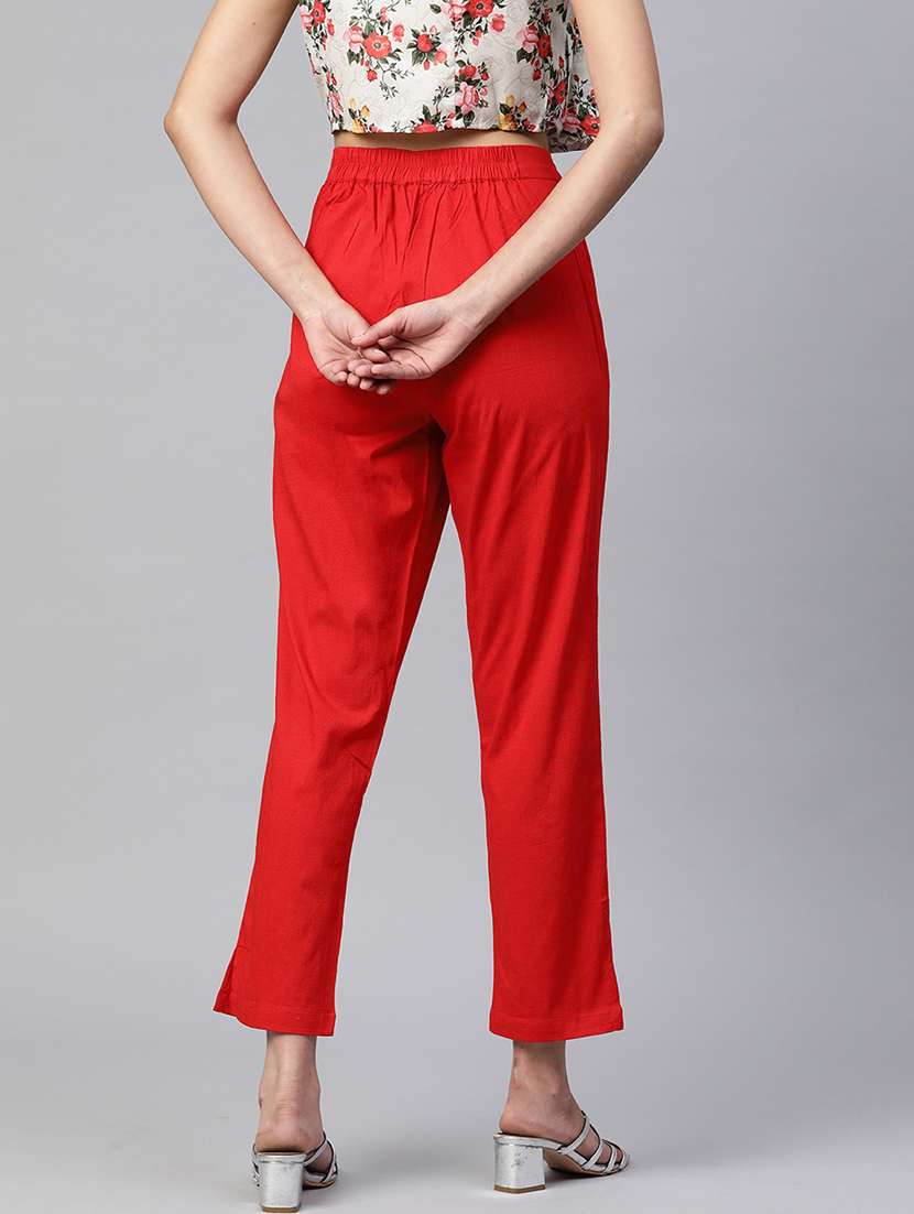 Buy online Solid Flat Front Trouser from bottom wear for Women by ...