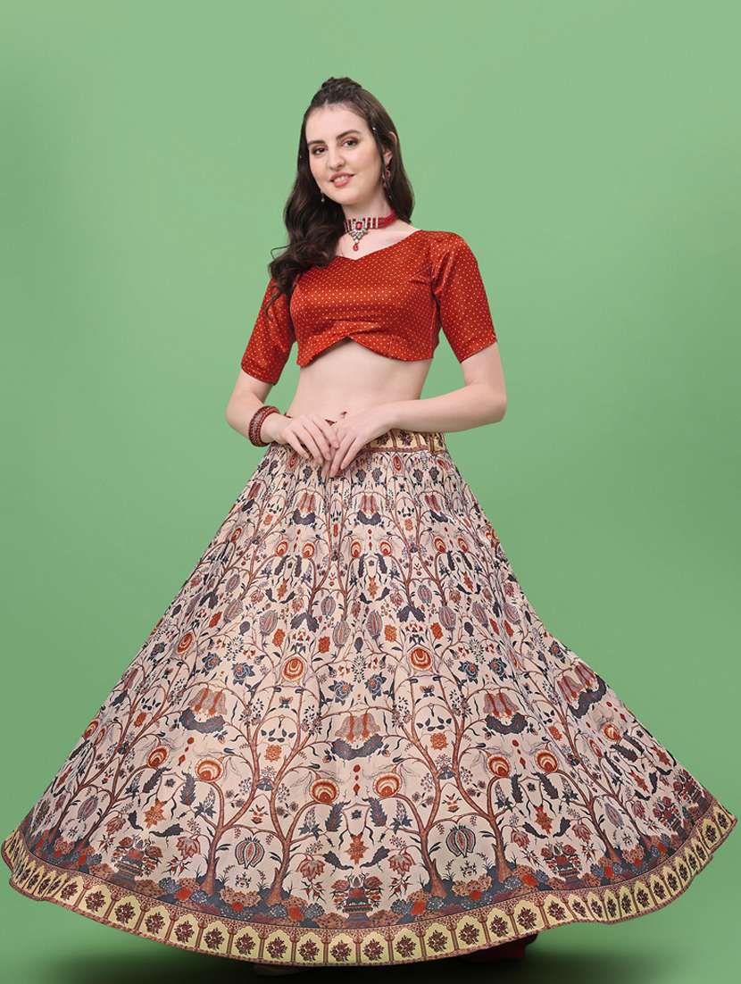 Buy online Red Printed Flared Lehenga from ethnic wear for Women by ...