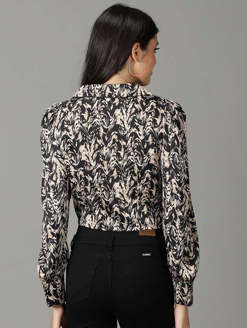 Buy online Women's Crop Overlap Neck Top from western wear for Women by ...