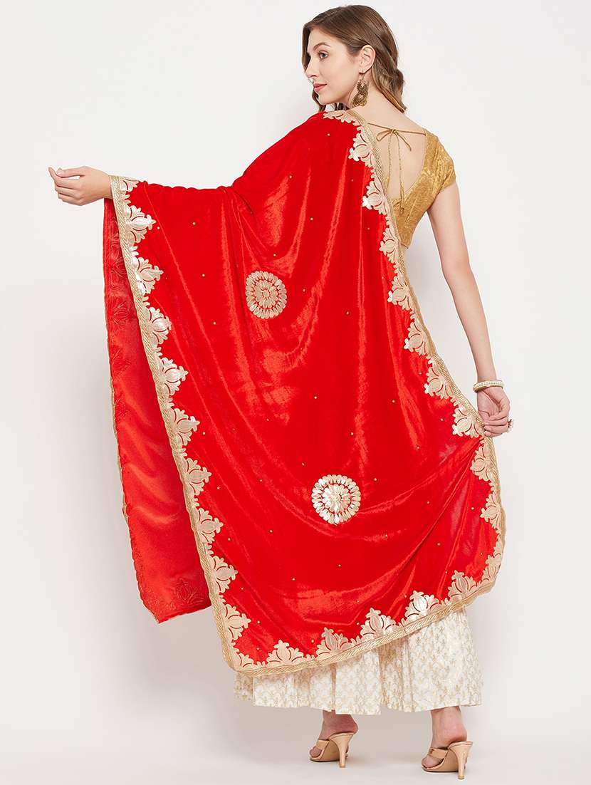 Buy online Red Velvet Dupatta from dupattas and scarves for Women by Clora Creation for ₹900 at ...