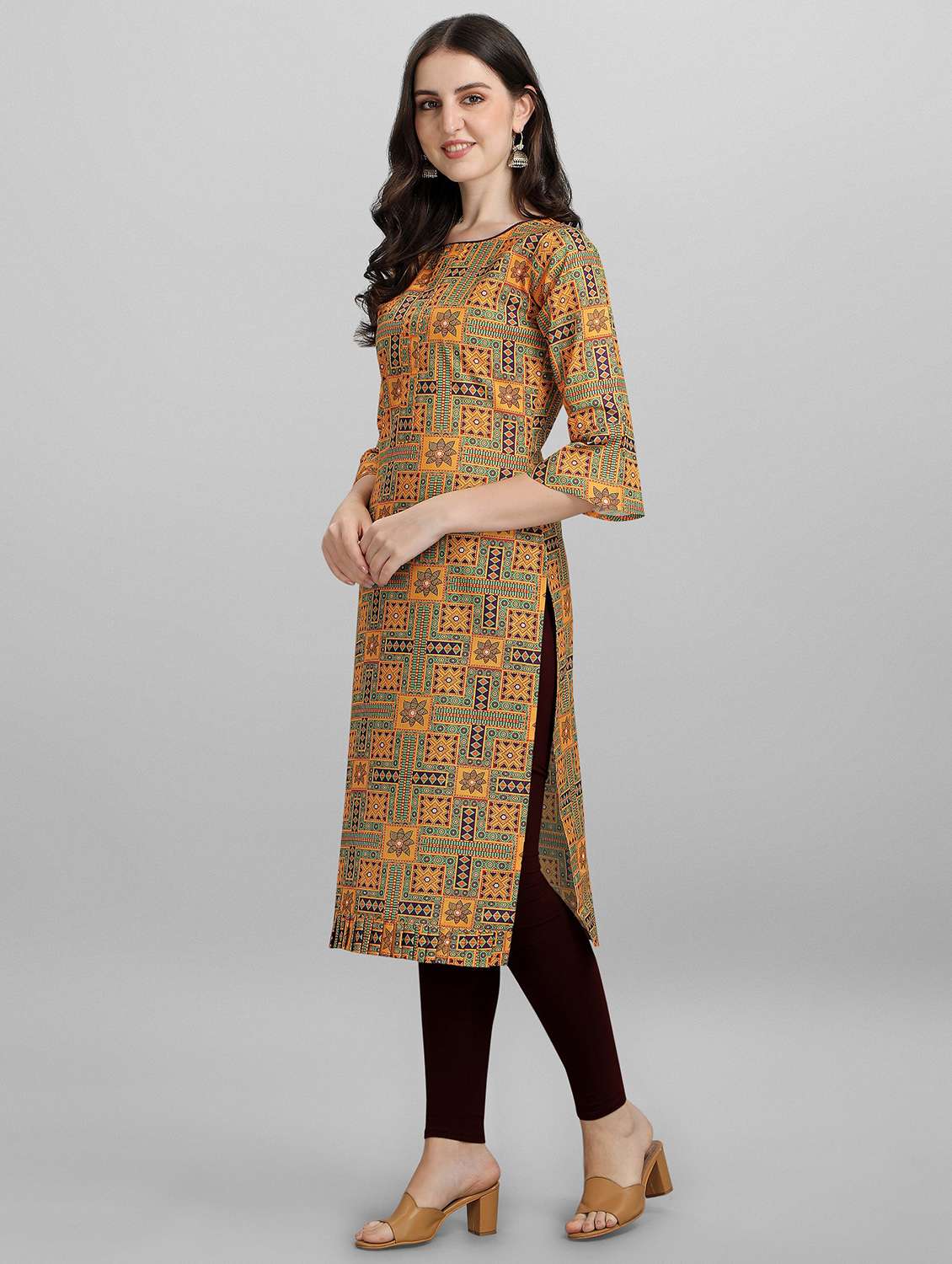 Buy online Multi Colored Printed Straight Kurti from Kurta Kurtis for ...