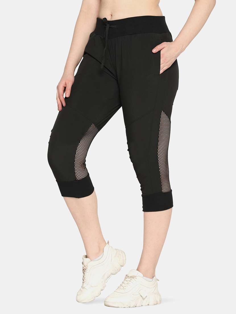 Buy online Black Mid Rise Yoga Pants from bottom wear for Women by Da ...