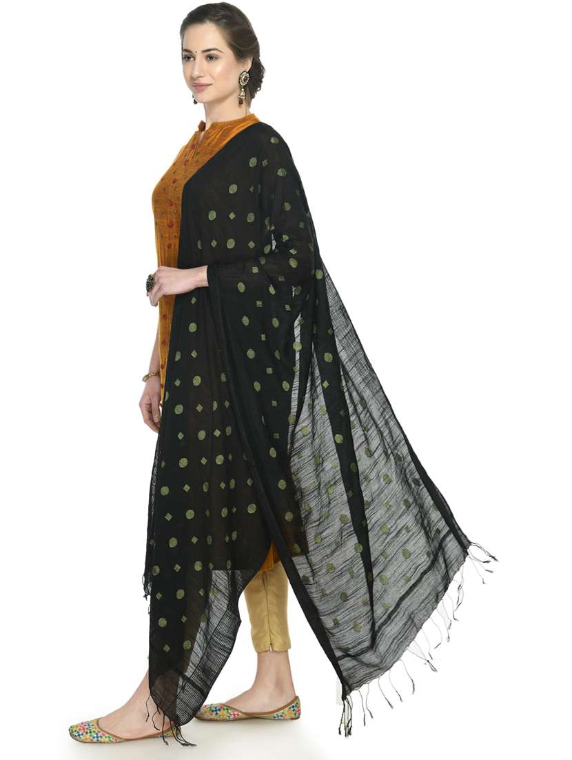 Buy online Black Cotton Blend Dupatta from dupattas and scarves for ...