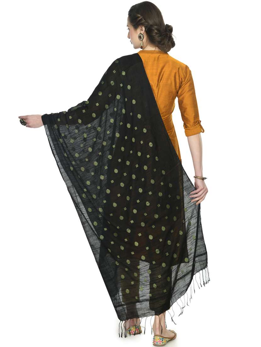 Buy online Black Cotton Blend Printed Dupatta from dupattas and scarves ...