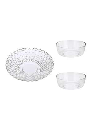 Buy online Combo Of 2 Bowl And 1 Plate, Transparent, Glass, Pack Of 3 ...