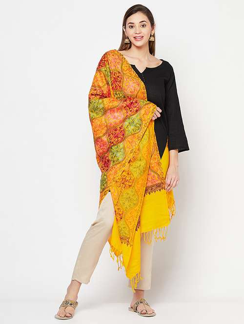Buy online Yellow Acrylic Shawl from winter wear for Women by Safaa for ...