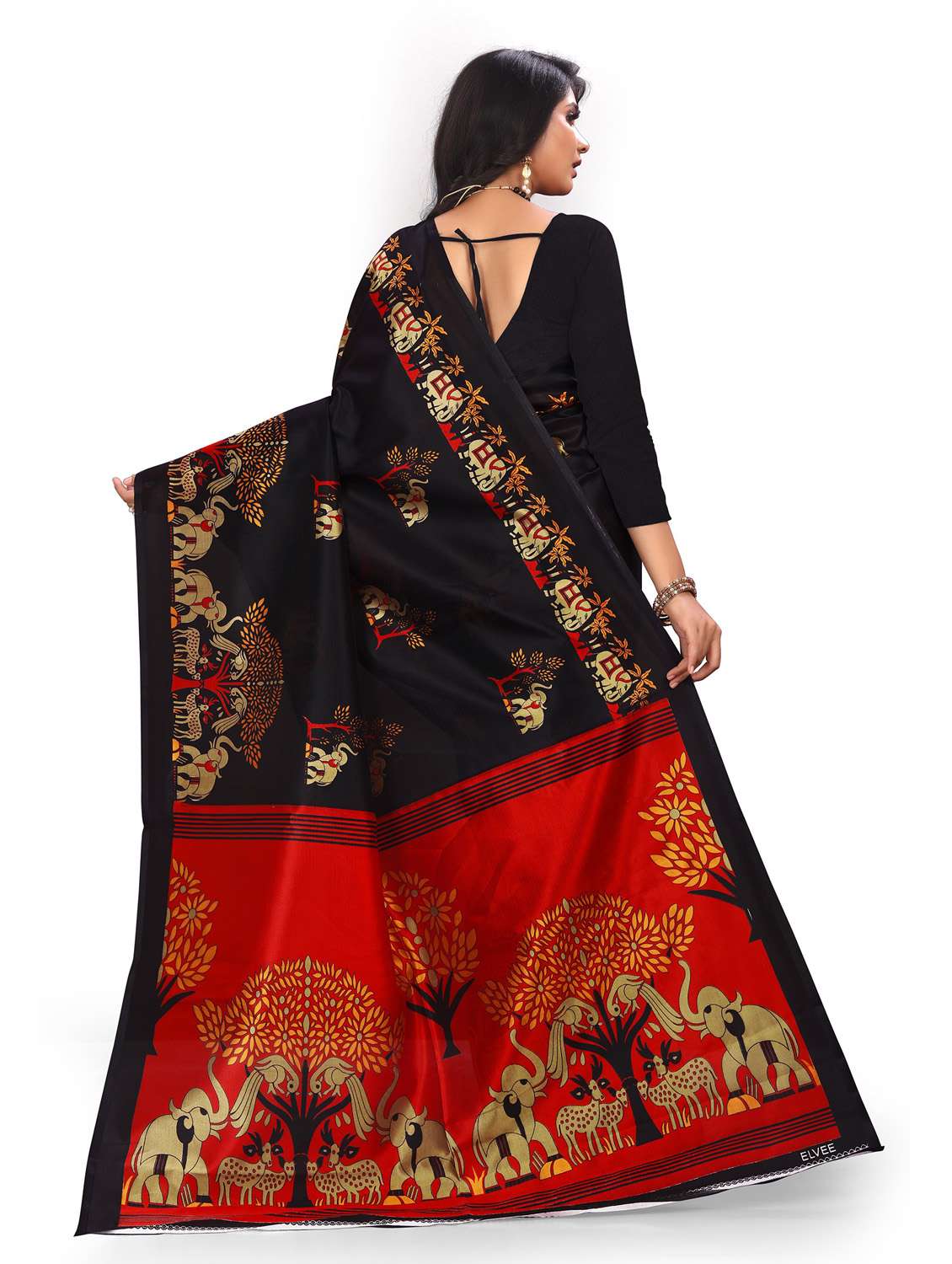 Buy online Printed Baluchari Silk Saree With Blouse from ethnic wear ...