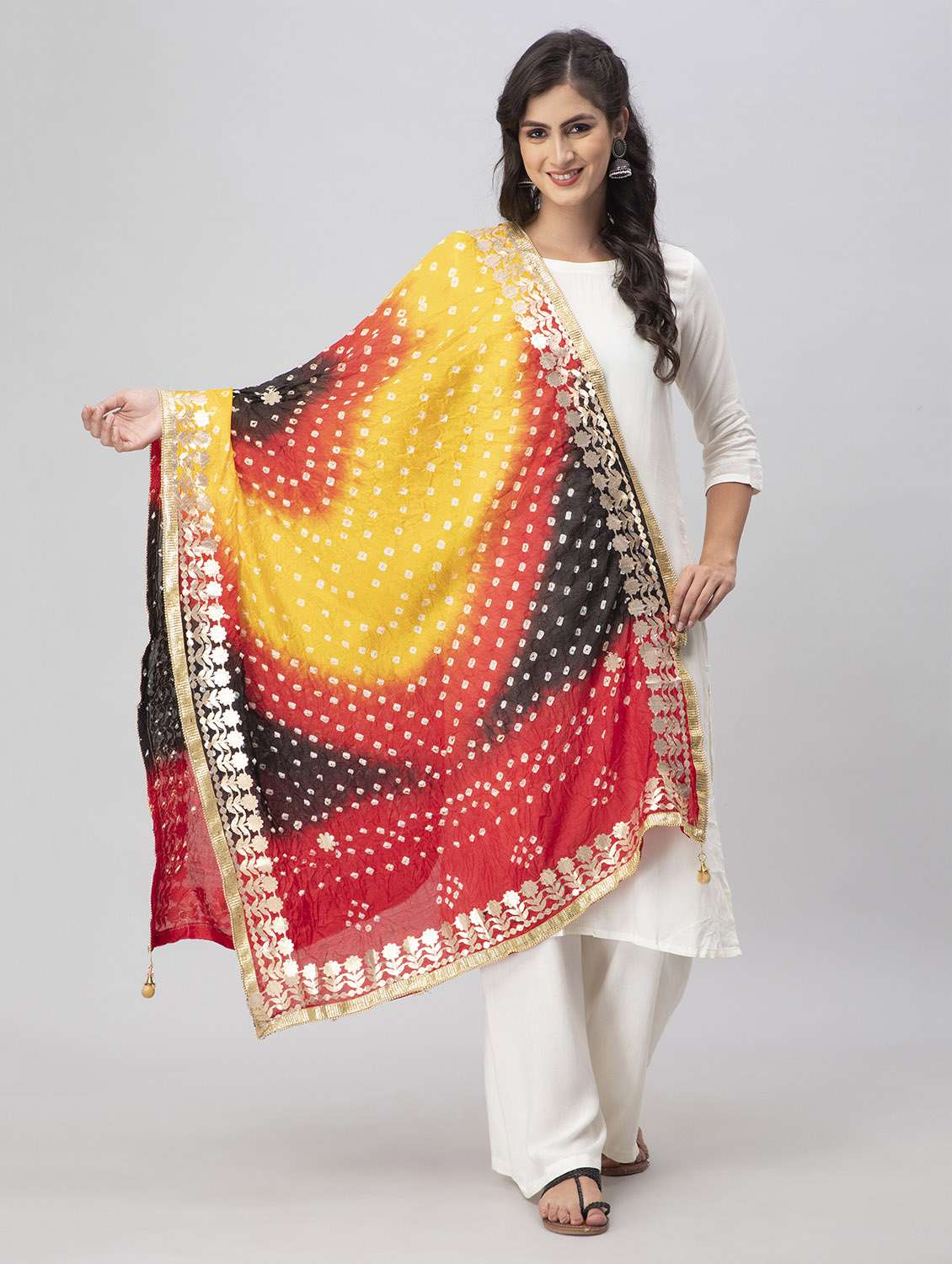 Buy online Multi Colored Silk Blend Bandhani Dupatta from dupattas and ...