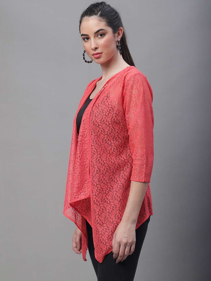 Buy online Red Cotton Blend Shrug from capes & shrugs for Women by A&k ...