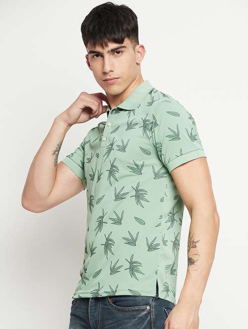 Interlock Flower Print Polo Perry Ellis