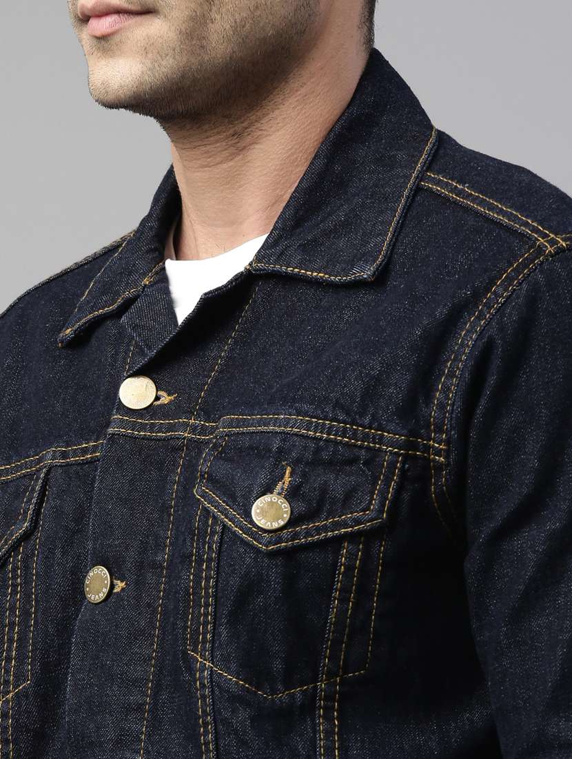 Buy online Blue Denim Jacket from Jackets for Men by Cinocci for ₹1350 ...