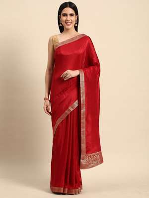 Buy online Women's Bordered Royal Blue Colored Saree With Blouse from ...