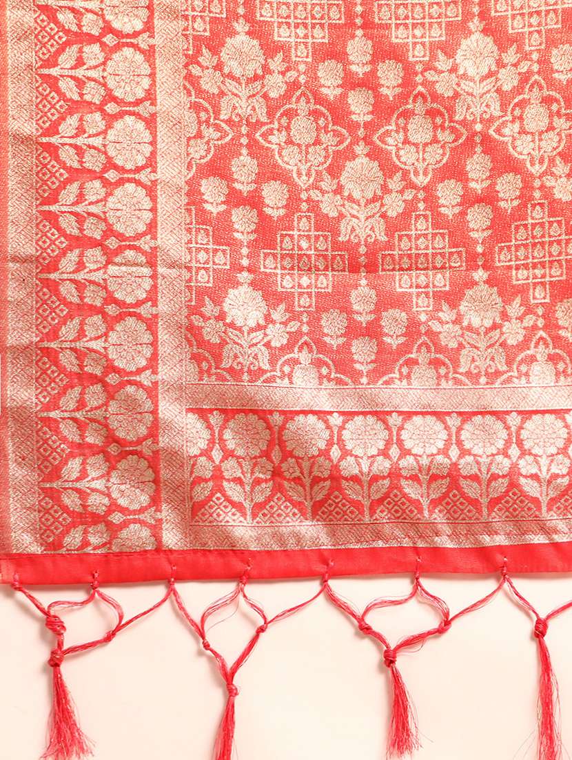Buy online Self Design Woven Saree With Blouse from ethnic wear for ...