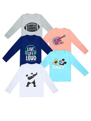 Buy online Pack Of 5 Printed T-shirt from boys for Women by Myo for ...