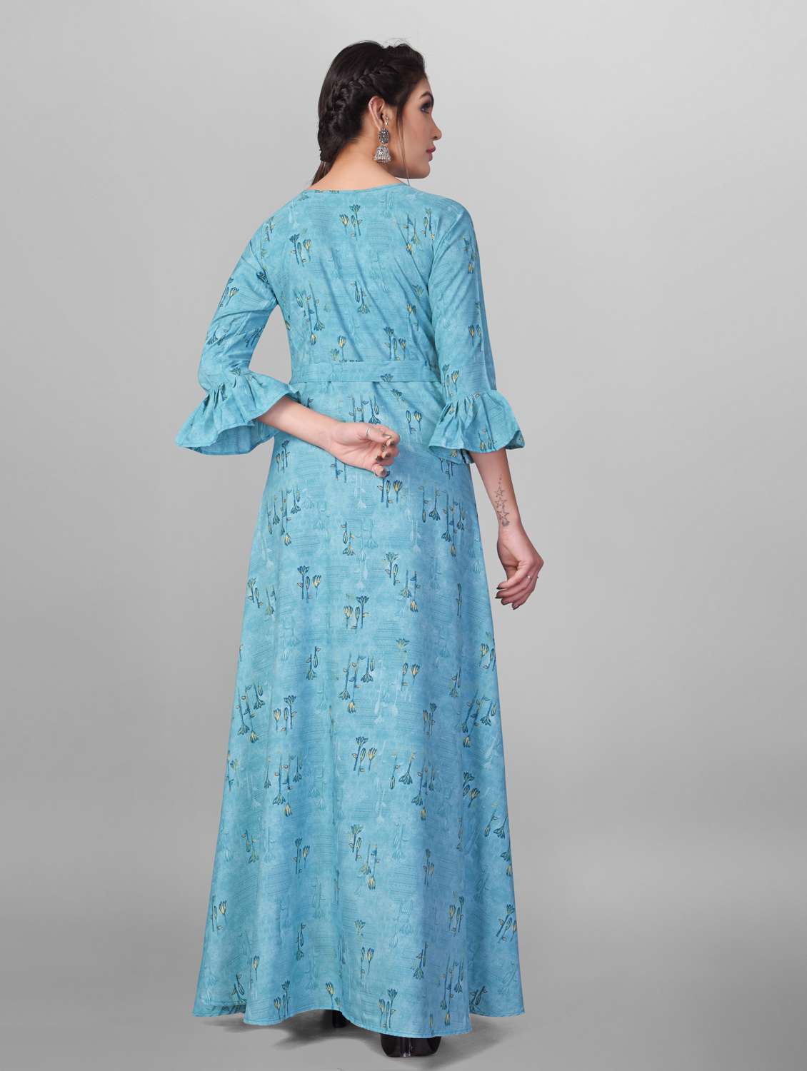 Buy online Round Neck Printed Flared Kurti from Kurta Kurtis for Women ...