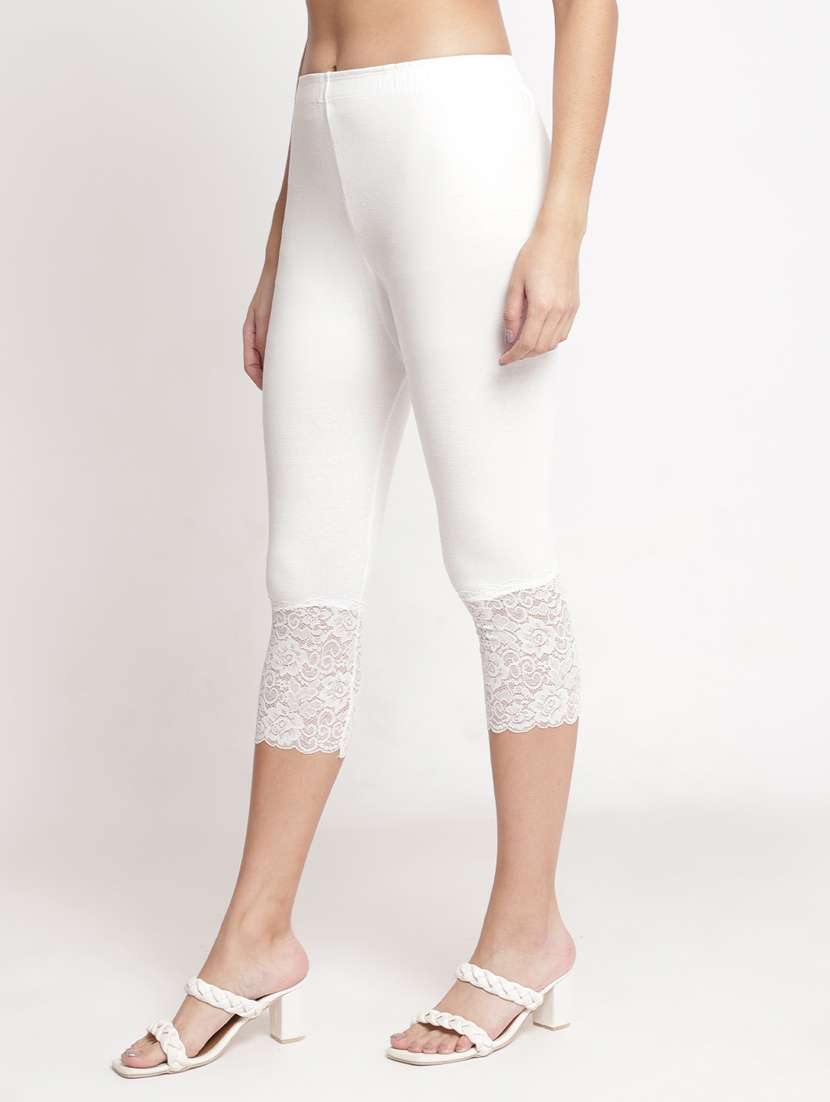 Buy online Pack Of 2 Solid Lace Detailed Capris from Capris & Leggings ...