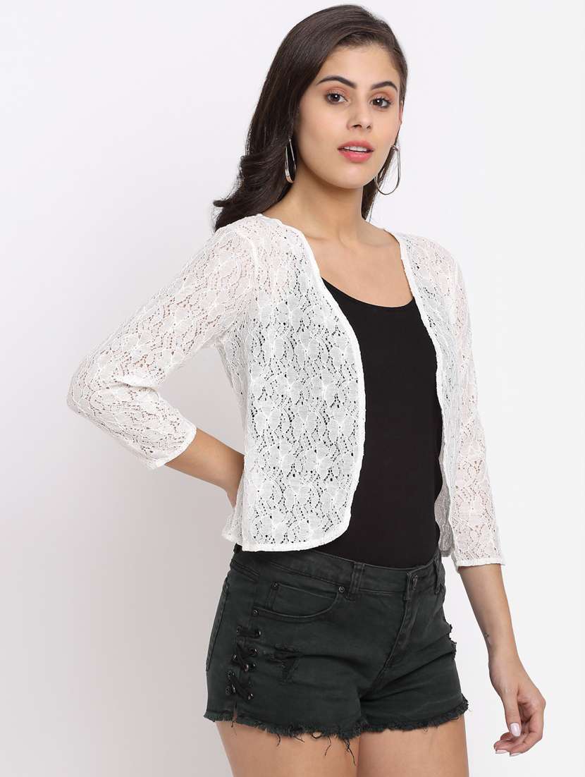 Buy online White Cotton Shrug from Capes & Shrugs for Women by Rute for ...