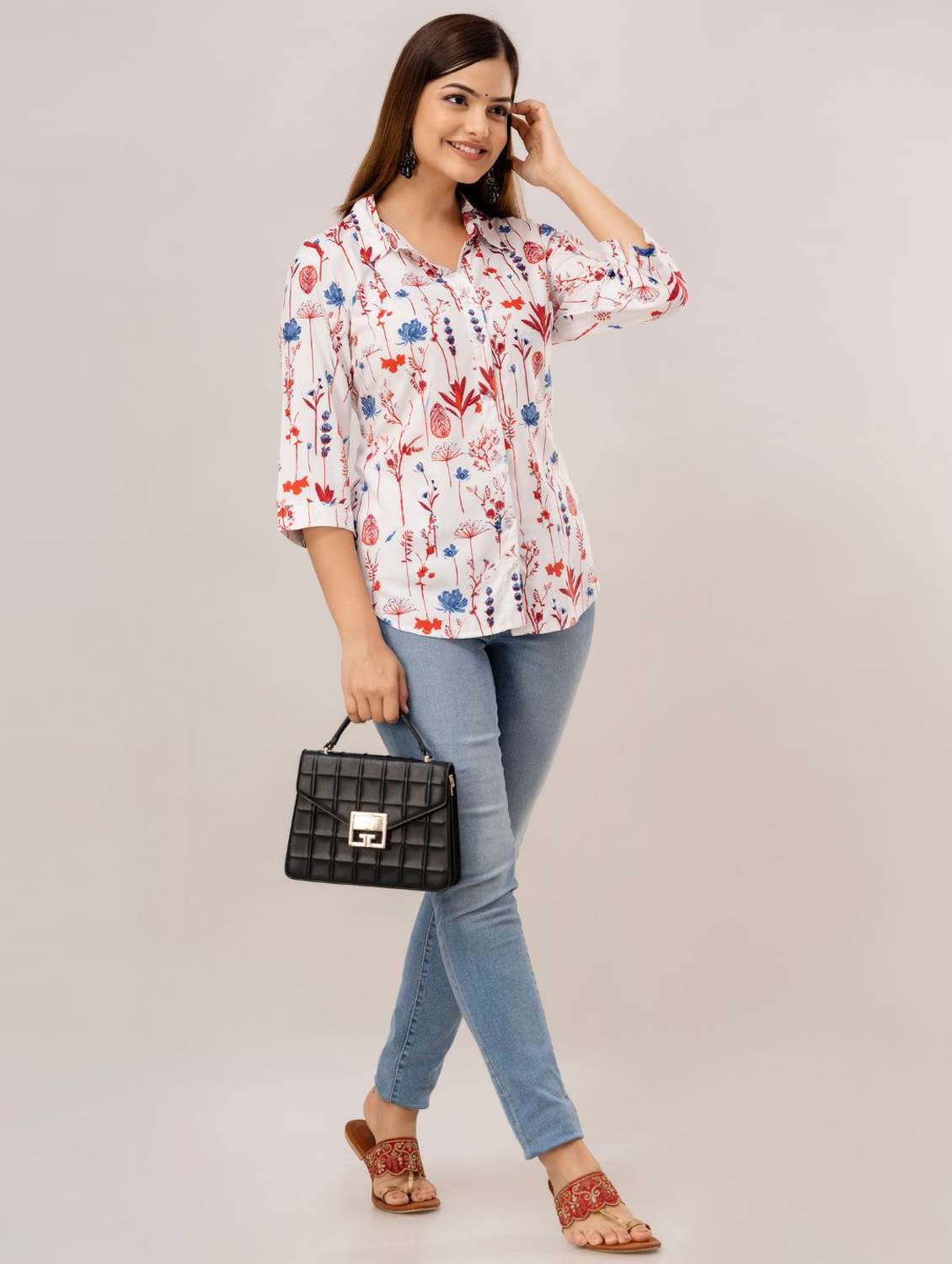 Buy online Women Printed Rayon Shirt from western wear for Women by ...