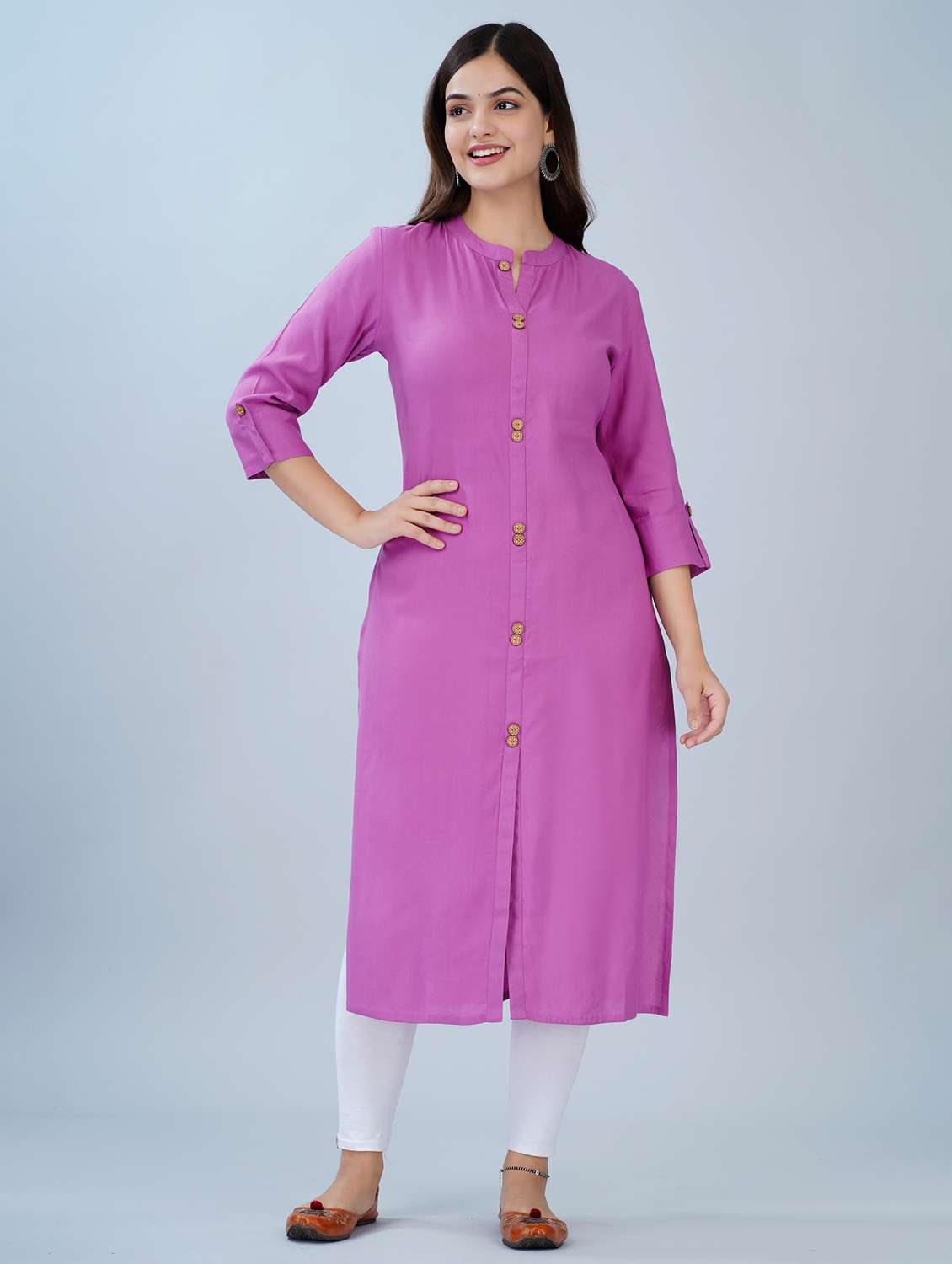 Buy online Lavender Colored Straight Kurta from Kurta Kurtis for Women ...