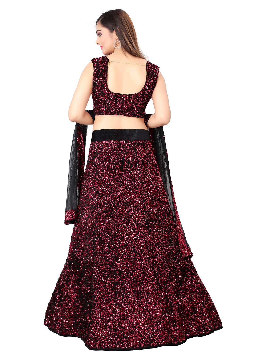Buy online Burgundy Colored Flared Lehenga from ethnic wear for Women ...