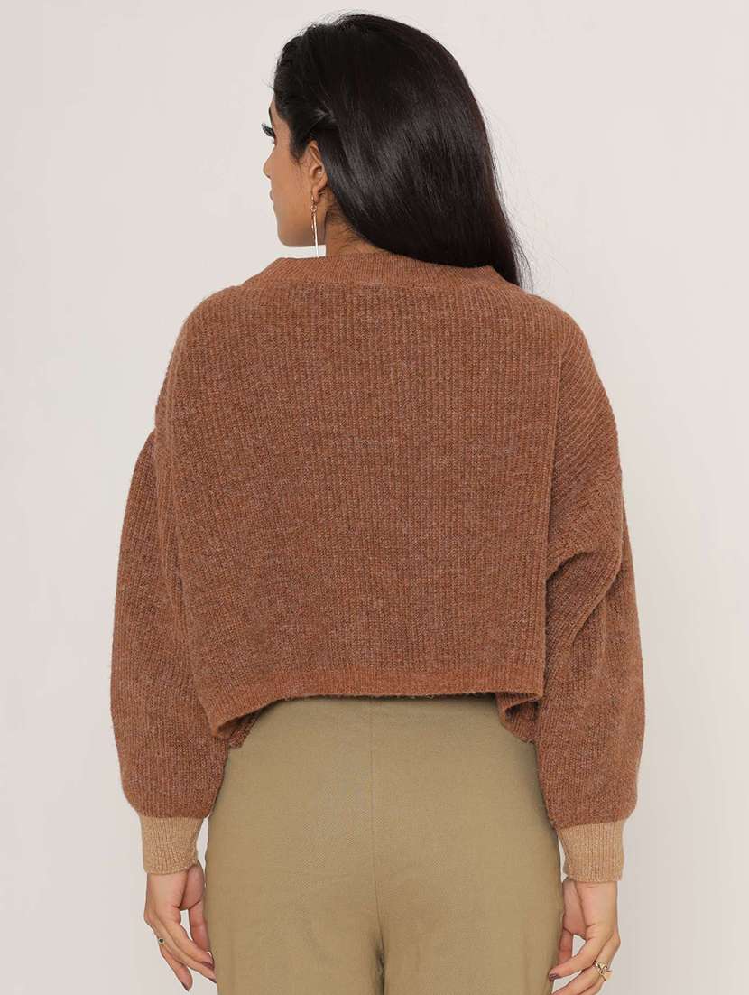 Buy online Women's Brown Oversized Pullover from Cardigans & Pullovers ...
