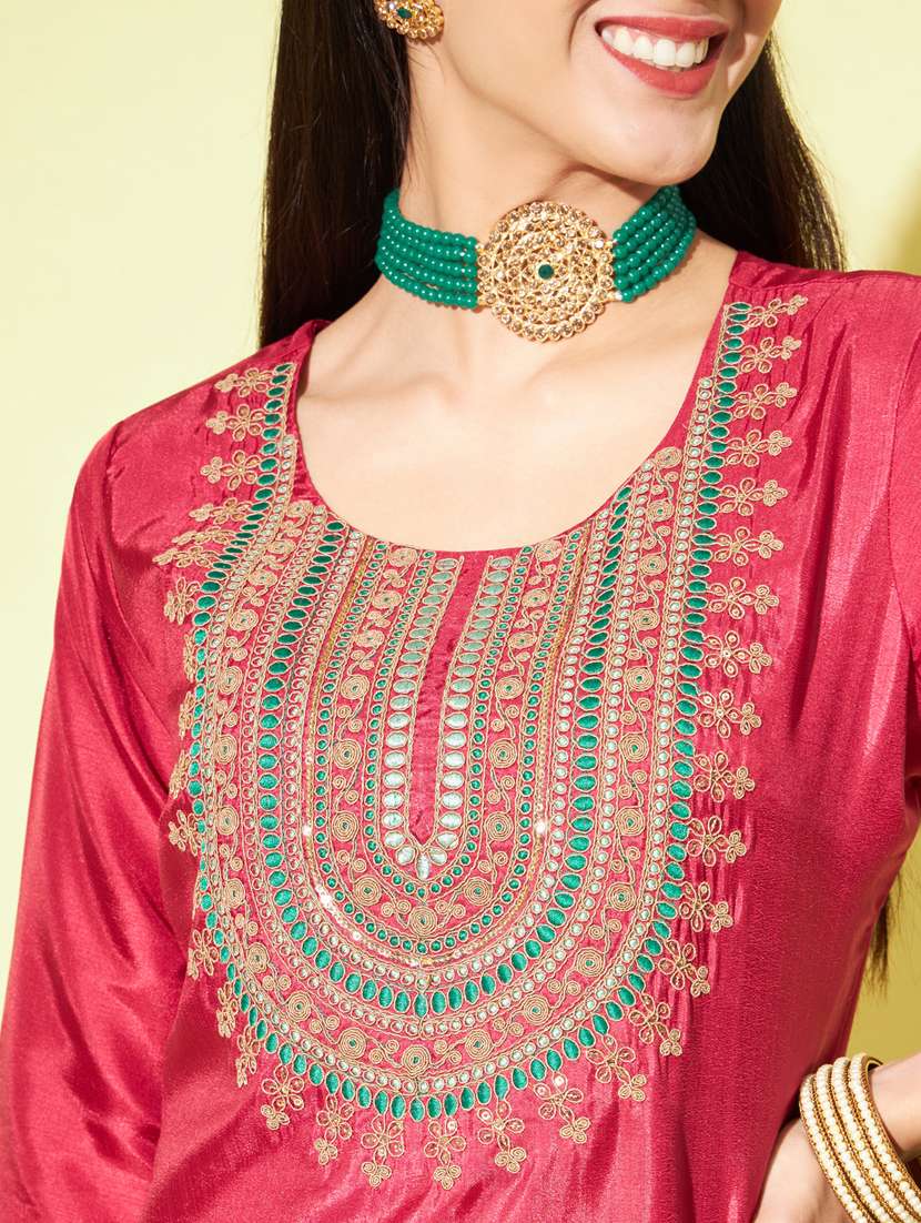 Buy online Women Yoke Embroidered Suit Set from ethnic wear for Women ...