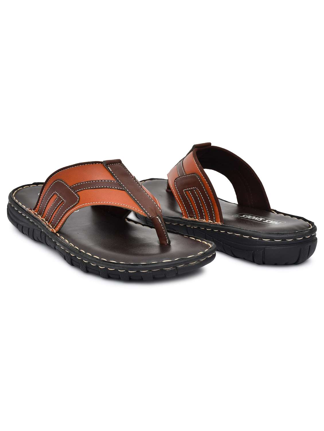 Buy online Tan Leather Toe Separator Slippers from Slippers, Flip Flops ...