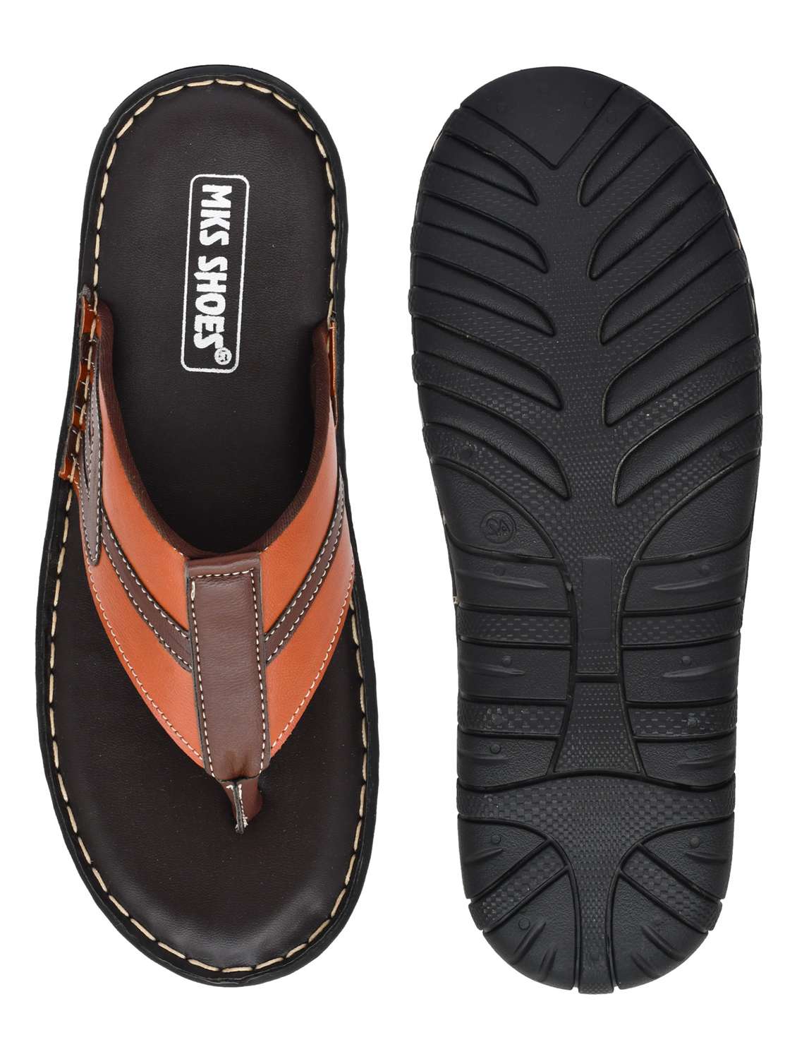 Buy online Tan Leather Toe Separator Slippers from Slippers, Flip Flops ...