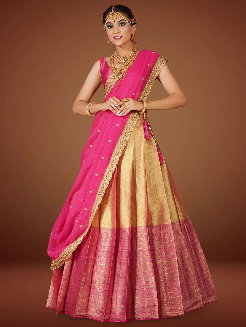 Buy online Women Self Design Semi Stitched Lehenga from ethnic wear for ...