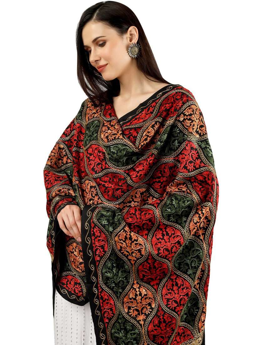Buy online Multi Colored Solid With Work Shawl from winter wear for ...