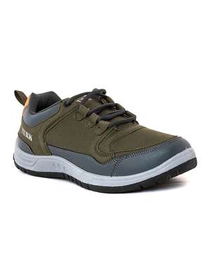 Buy online Men Olive Green Detailed Lace Up Sneaker from Casual Shoes ...