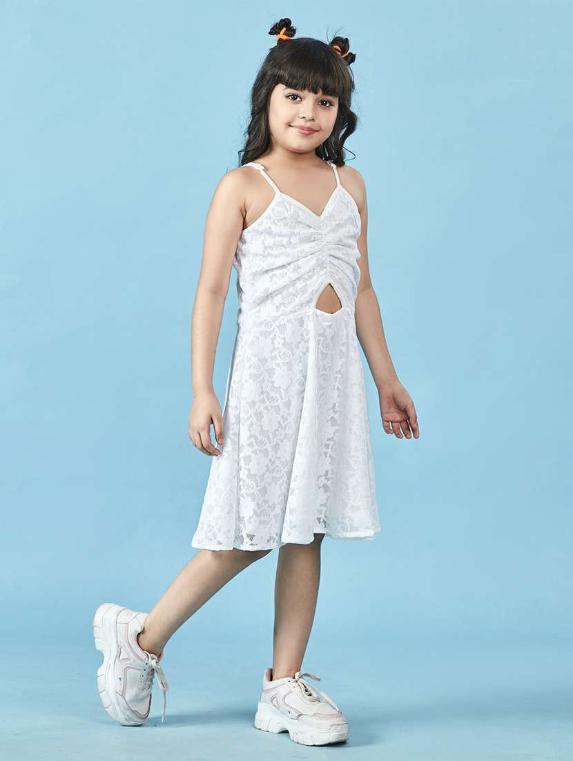 Buy online Girls Lace Detailed Shoulder Strap Frock from girls for ...