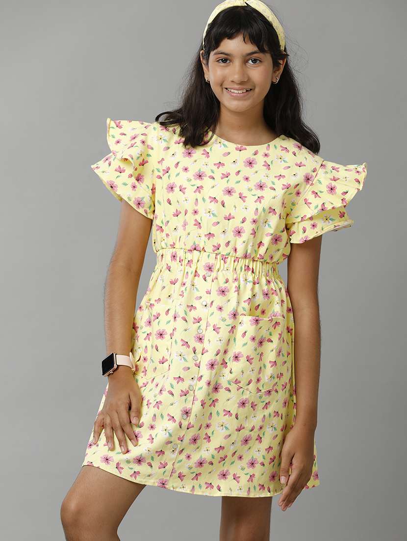Buy online Yellow Cotton Frock from girls for Women by Under Fourteen ...